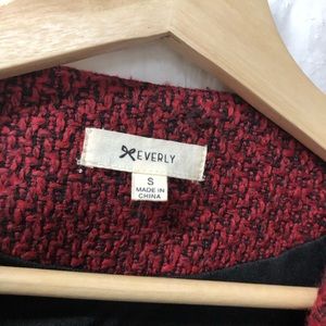 Everly | Jackets & Coats | Everly Large Red Tweed Long Blazer Jacket ...